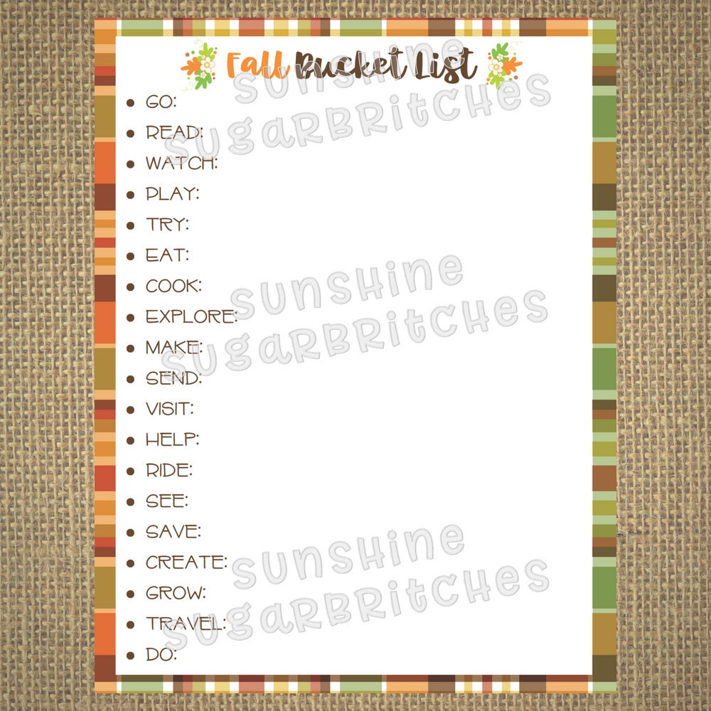 Seasonal Bucket List Bundle Fill in Editable PRINTABLE Goals INSTANT ...
