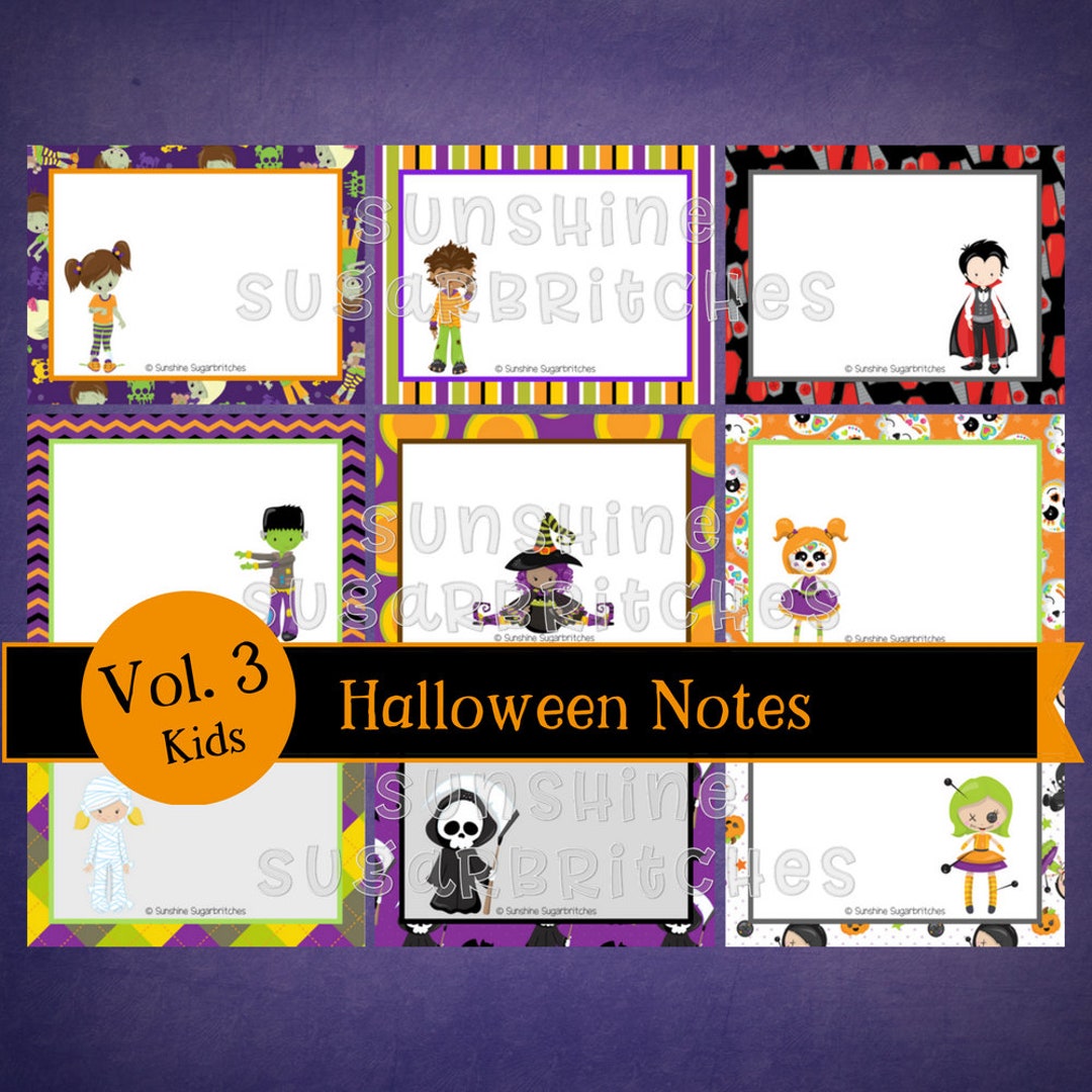 Halloween Kids Blank Notes PRINTABLE Lunch Box Note Lunchbox ...