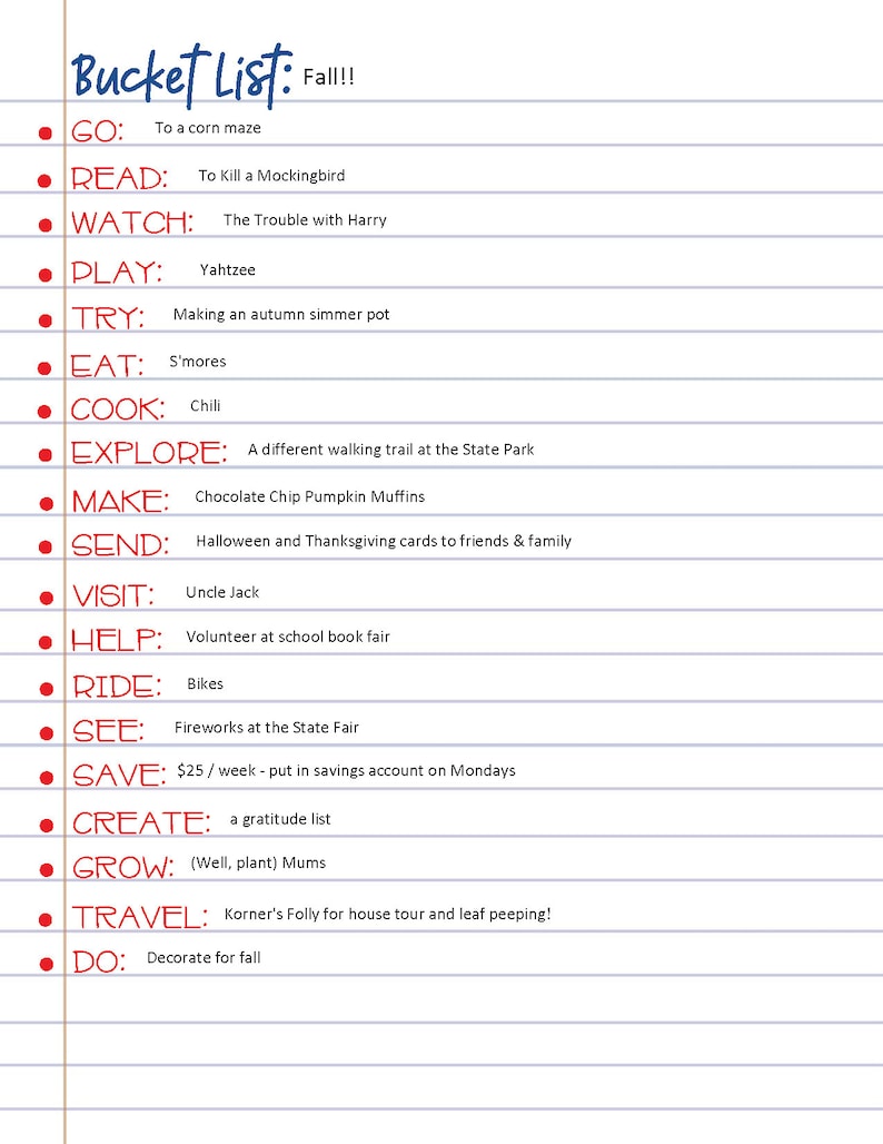 Bucket List Fill in Editable PRINTABLE Goals INSTANT DOWNLOAD General ...