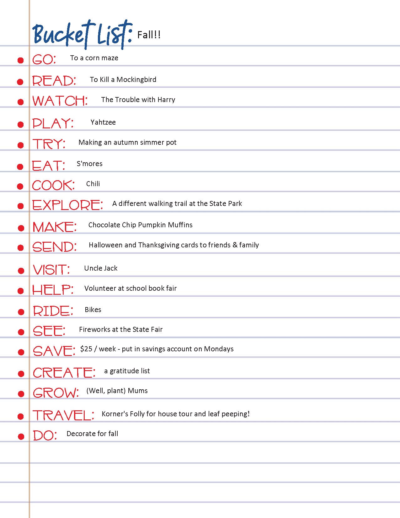 Bucket List Fill in Editable PRINTABLE Goals INSTANT DOWNLOAD General ...