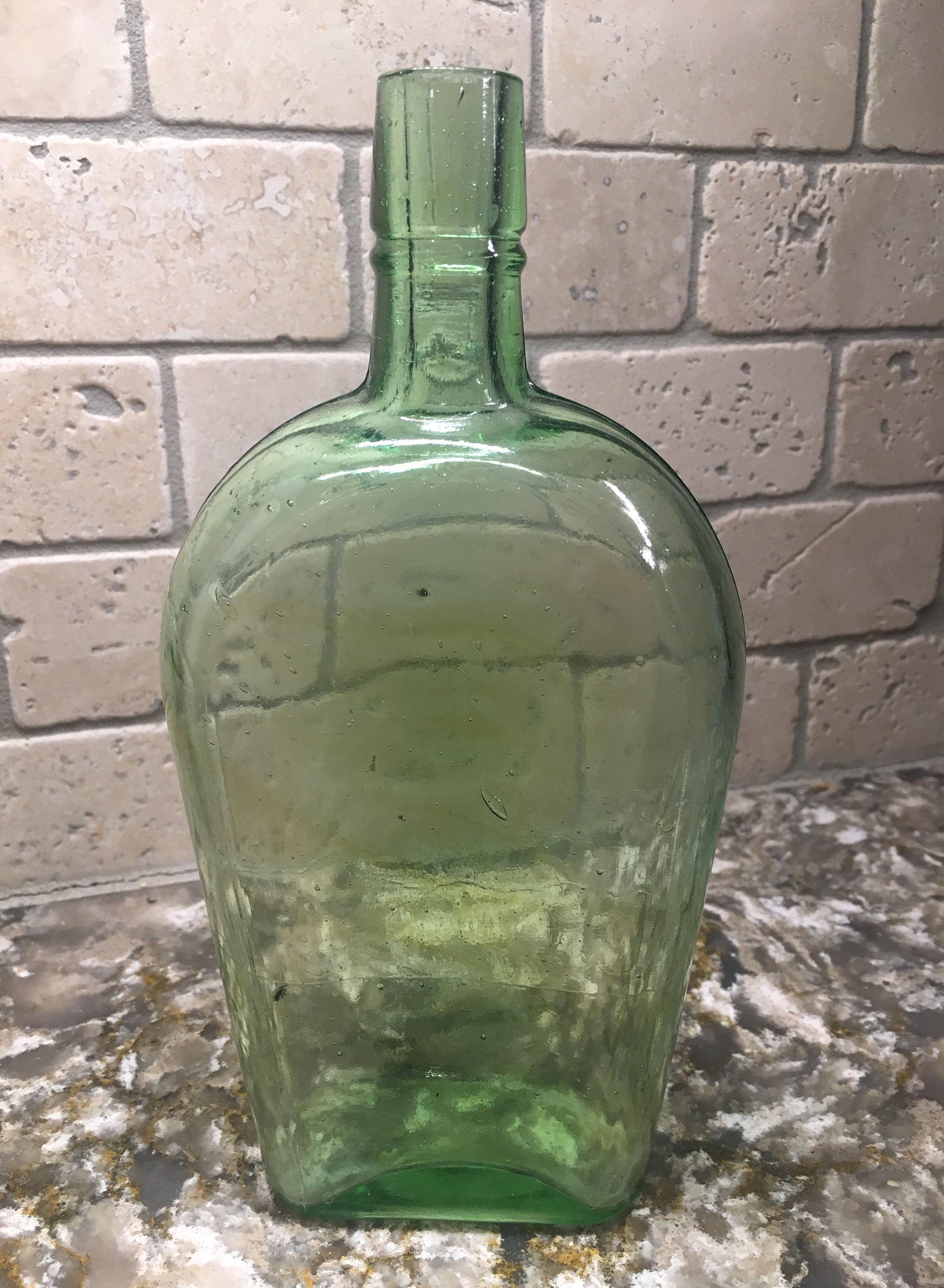 Vintage RARE Coffin FLASK Moss Green 1880's With Beautiful Amber ...