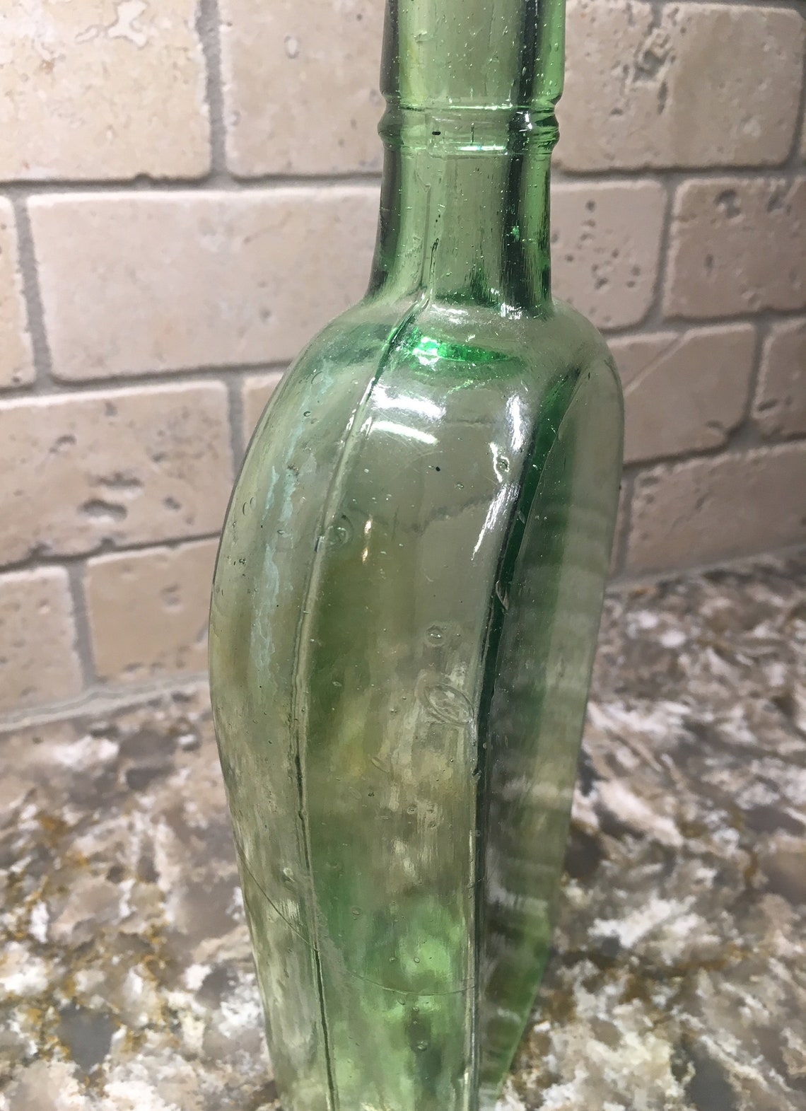 Vintage RARE Coffin FLASK Moss Green 1880's With Beautiful Amber ...