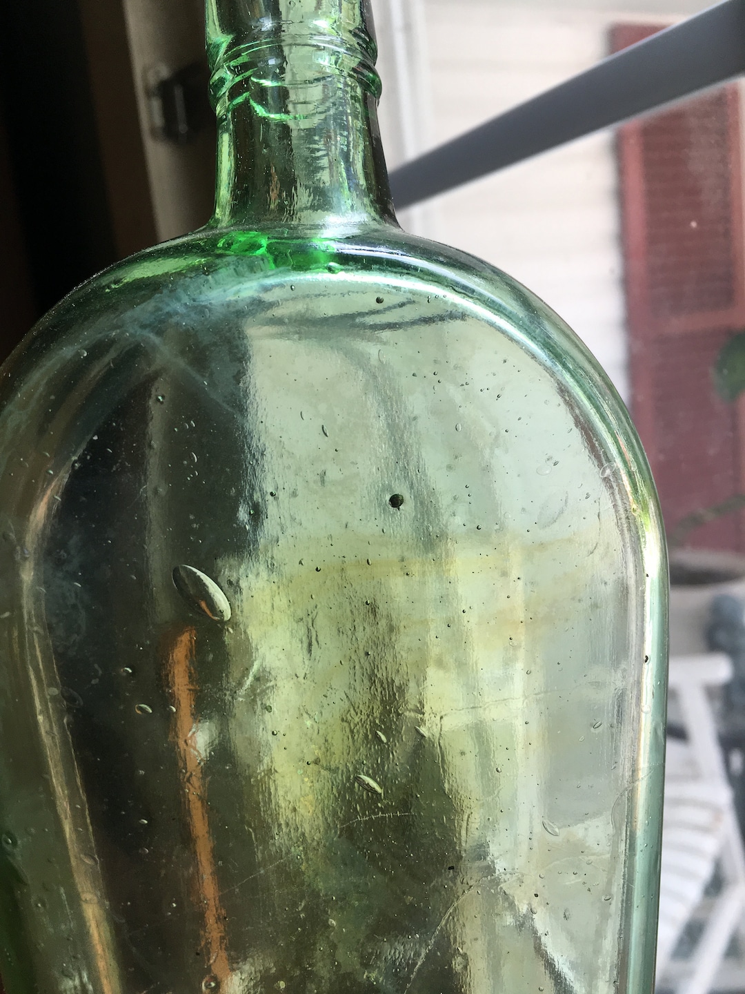 Vintage RARE Coffin FLASK Moss Green 1880's With Beautiful Amber ...