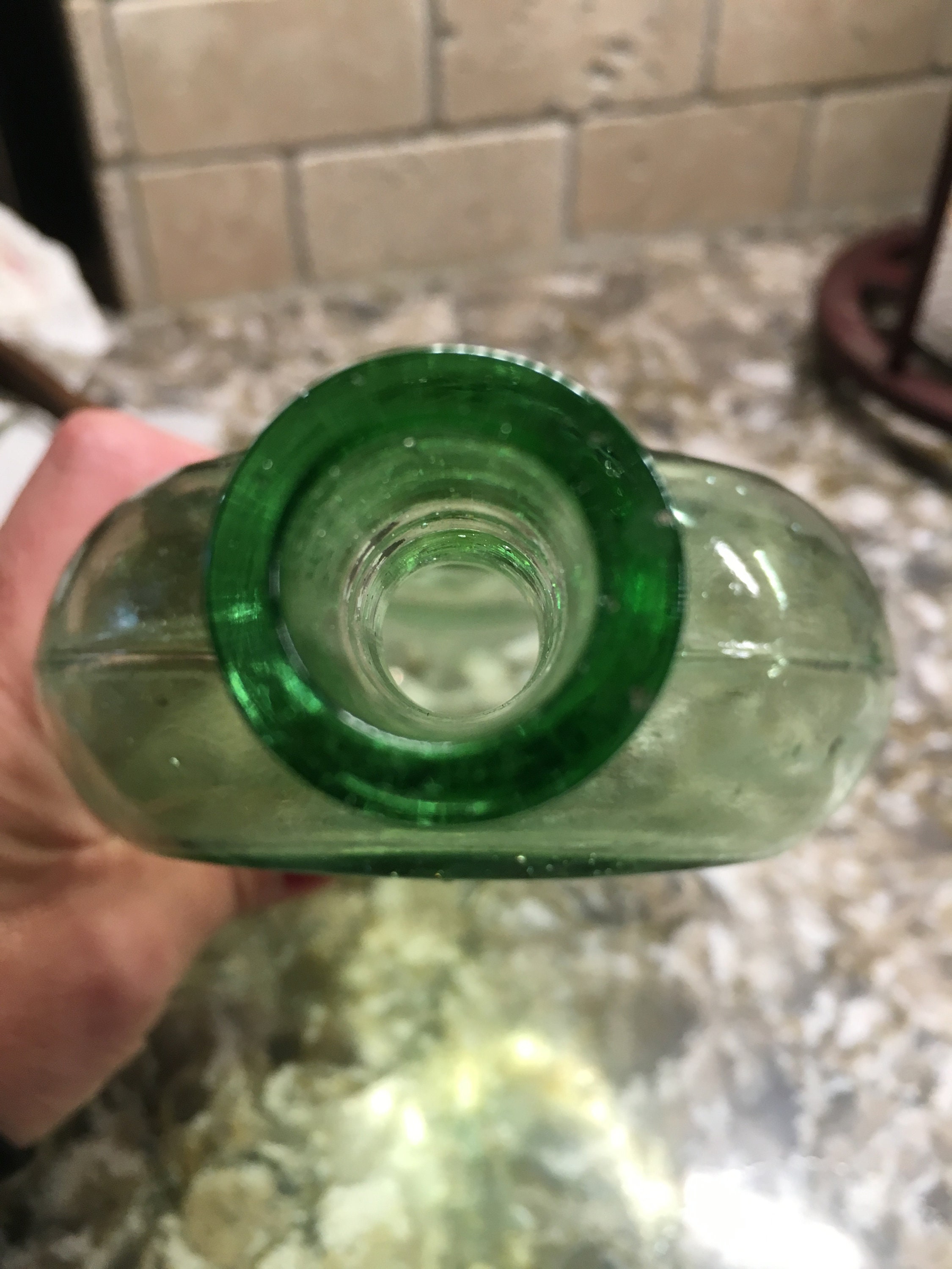 Vintage RARE Coffin FLASK Moss Green 1880's With Beautiful Amber ...