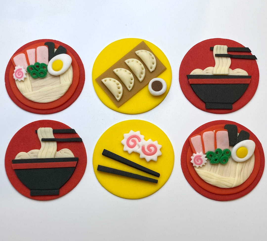 Ramen Themed Edible Fondant Cupcake Toppers - Etsy