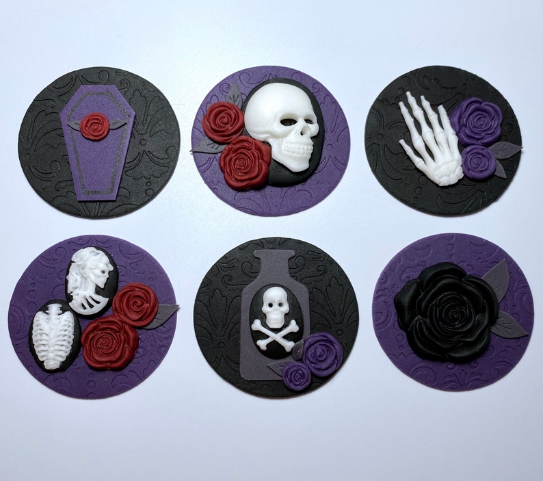 Edible Gothic Themed Skulls Bones Roses and Cameo Cupcake - Etsy
