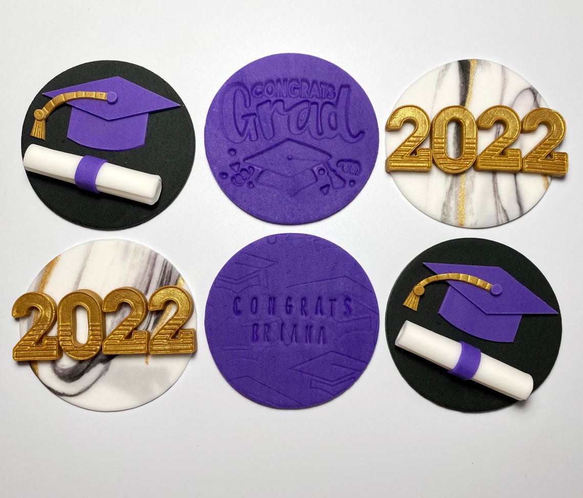 Personalized Edible Graduation Fondant Cupcake Toppers - Etsy