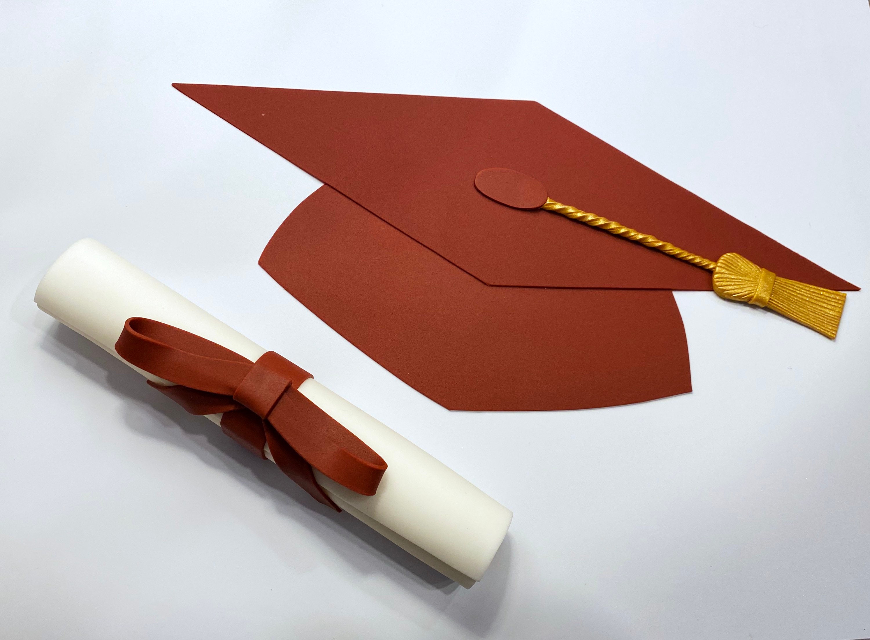 Edible Custom Colors Graduation Cap and Diploma Fondant Cake | Etsy