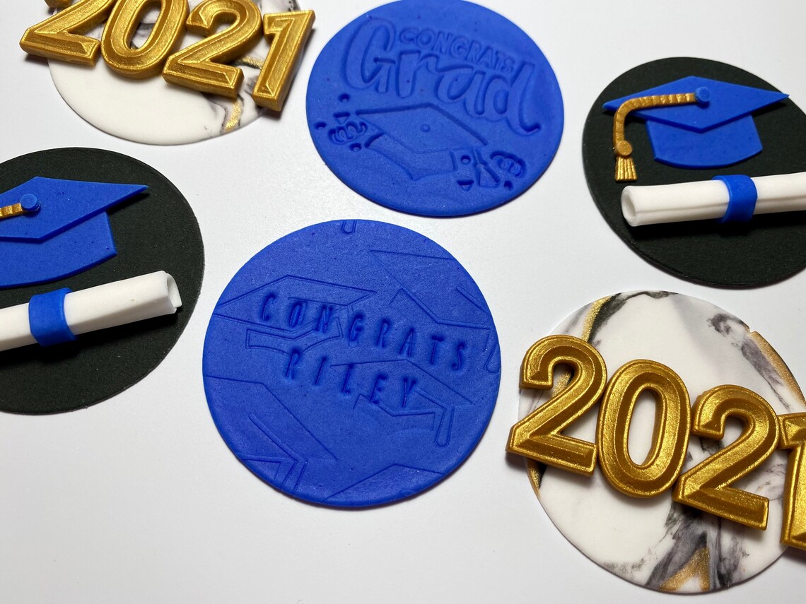 Personalized Edible Graduation Fondant Cupcake Toppers | Etsy
