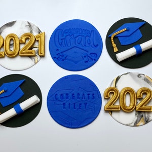 Personalized Edible Graduation Fondant Cupcake Toppers | Etsy