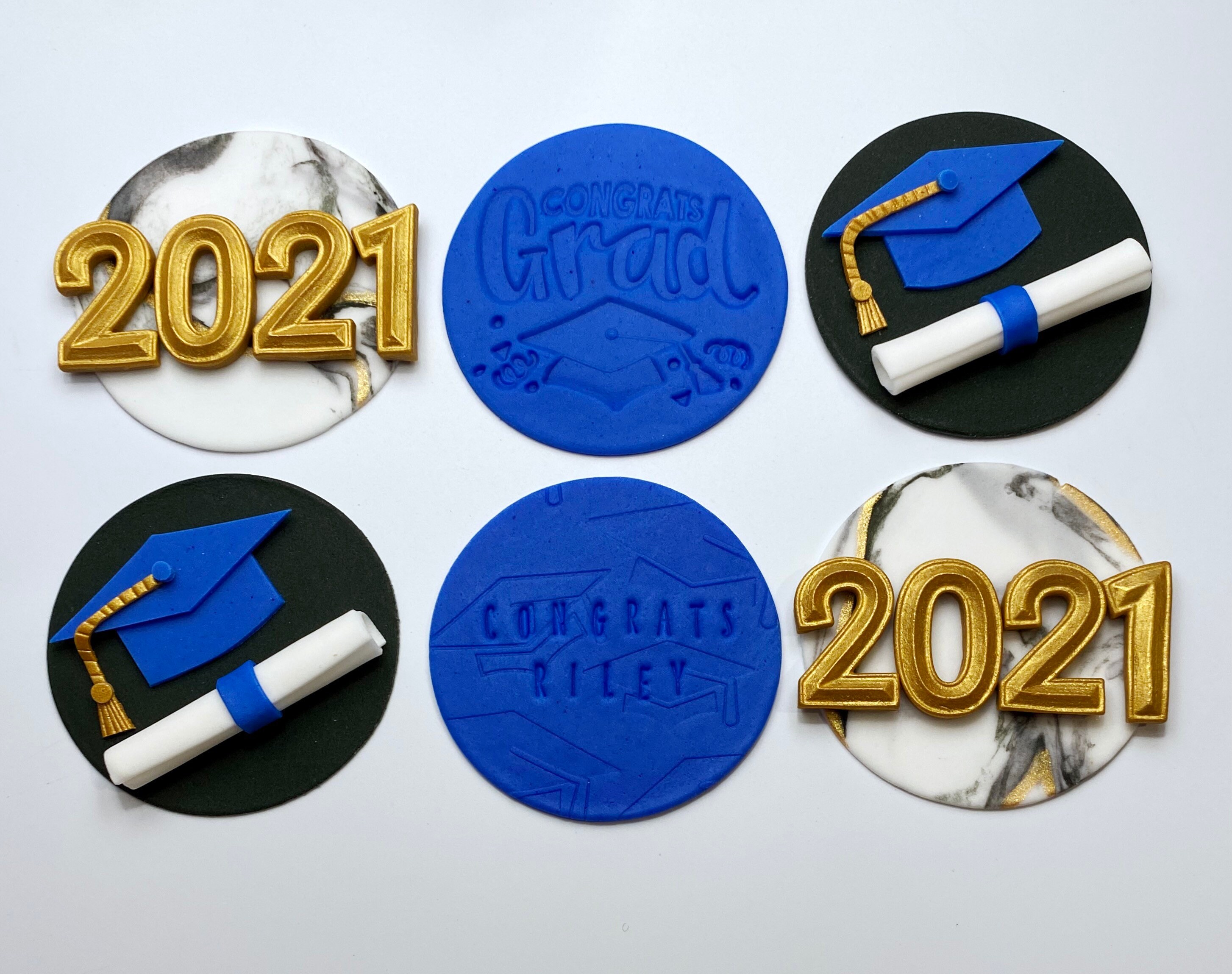 Personalized Edible Graduation Fondant Cupcake Toppers | Etsy