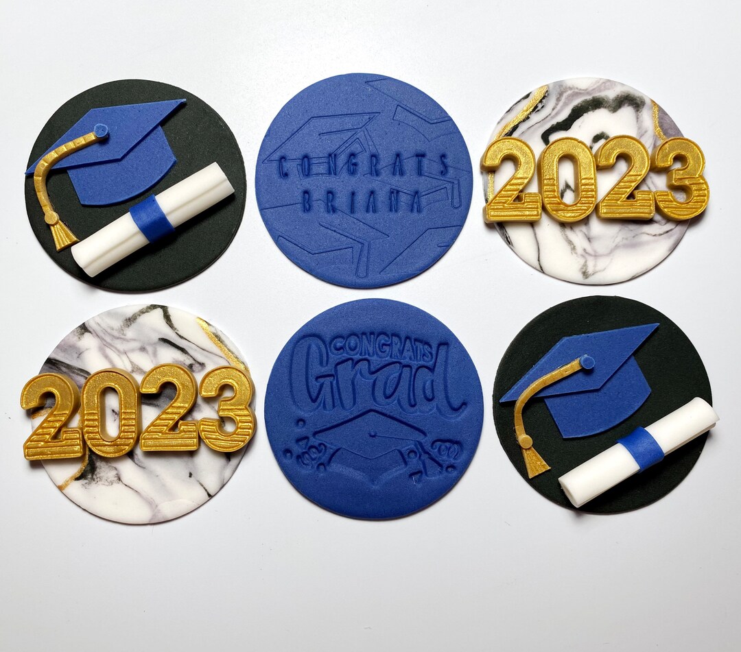 Personalized Edible Graduation Fondant Cupcake Toppers Custom Name ...