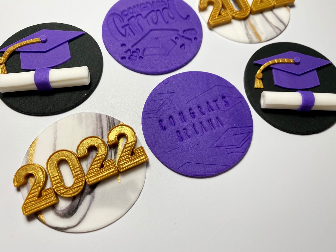 Personalized Edible Graduation Fondant Cupcake Toppers - Etsy