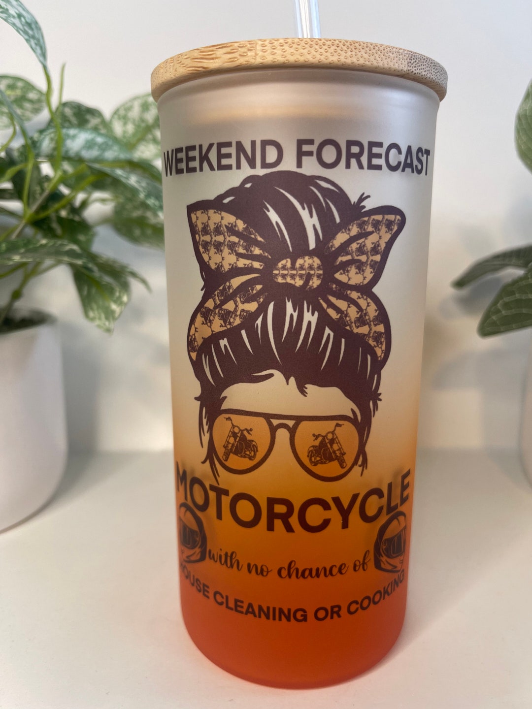 Motorcycle Glass // 18 Ounce Glass // Weekend Forecast Glass - Etsy