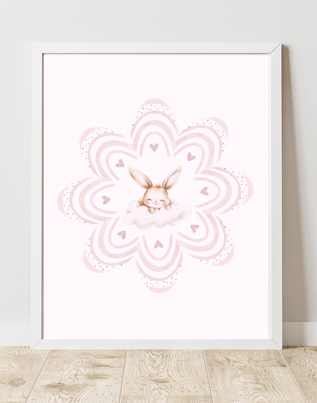 Pastel Rainbow Poster, Boho Rainbow Pink, Blossom Poster, Cute Bunny ...