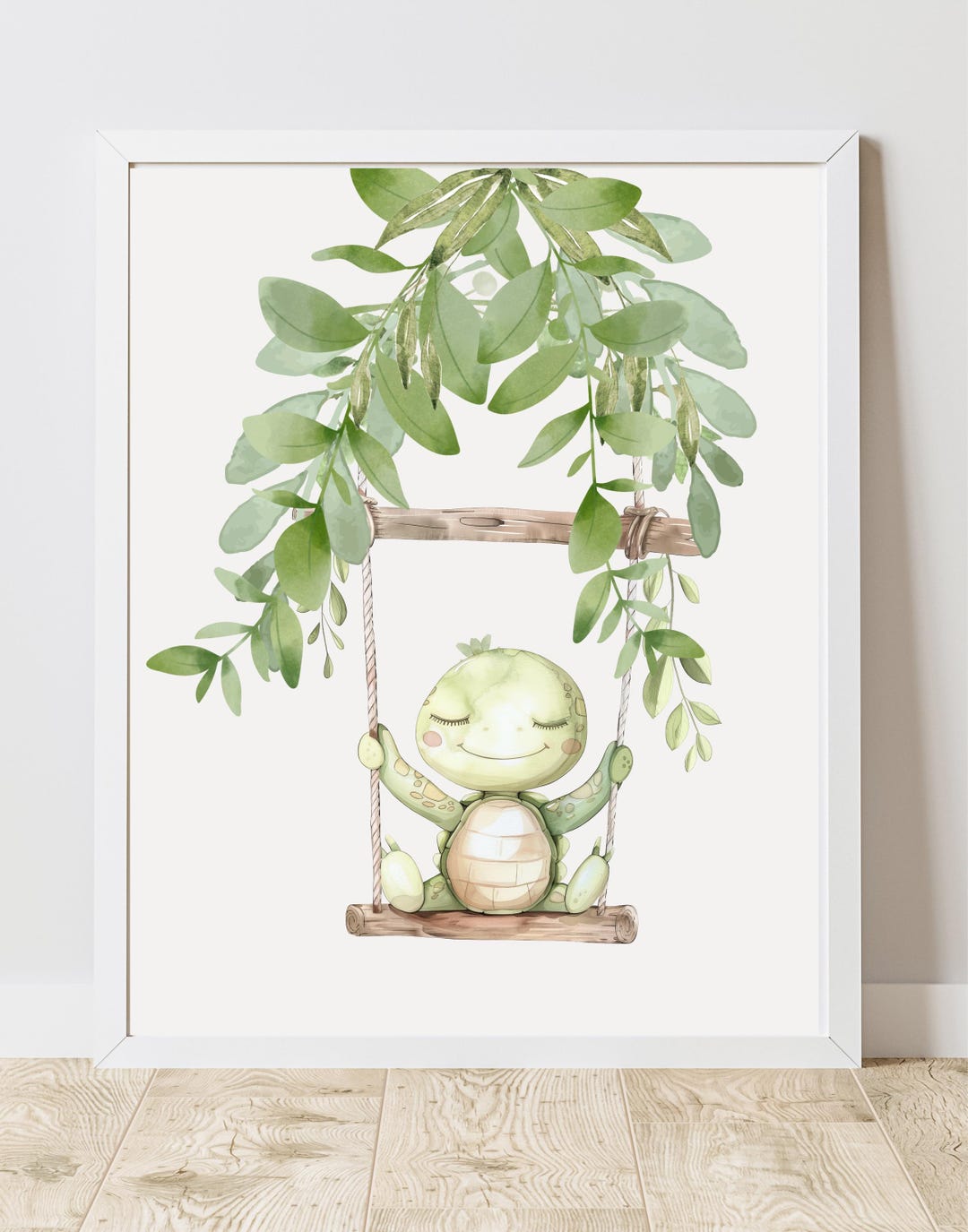 Little Turtle on Swing, A4 & A3 Kids Decor, Digital Print, Gift Kids ...