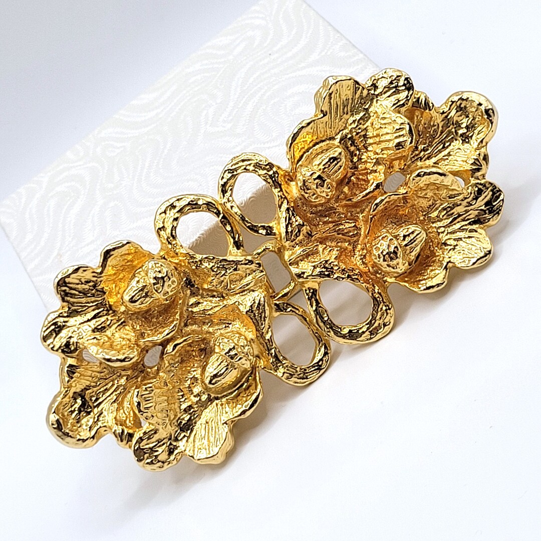 RARE! Mimi Di N 1972 Figural Acorn & Leaf Design Belt Long Double ...