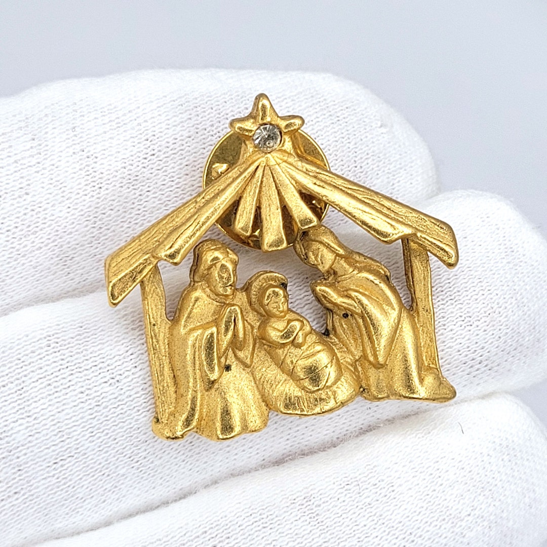 Nativity Manger Scene Religious Christian Lapel Pin Manger Scene Birth ...