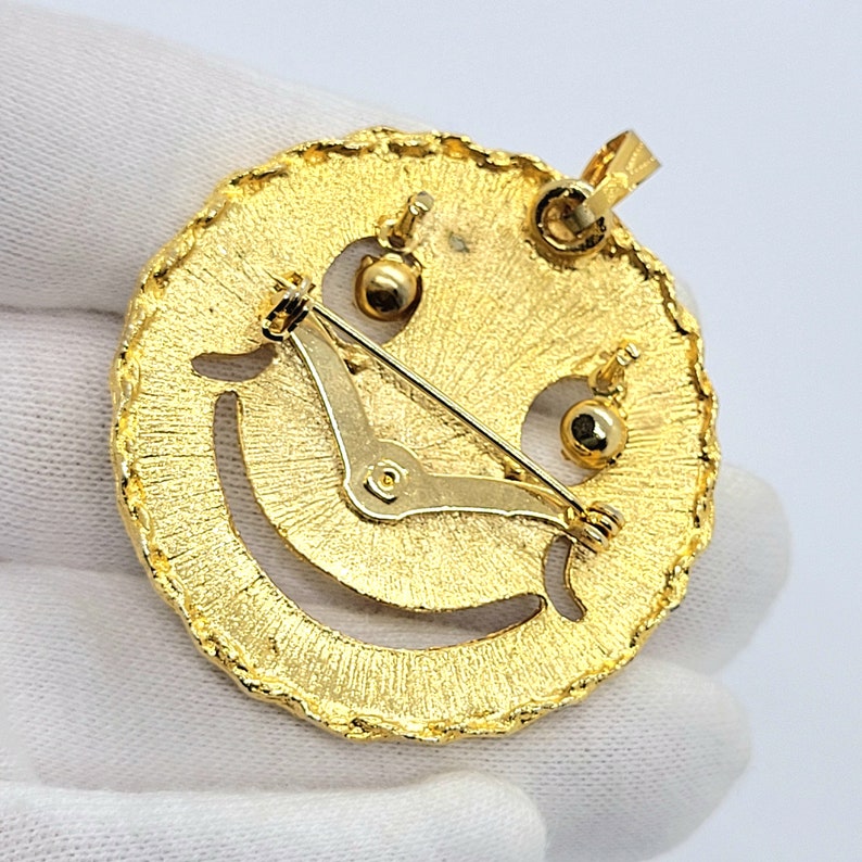 Vintage Happy Smiley Face Pin Brooch/ Pendant Combo Dangling - Etsy