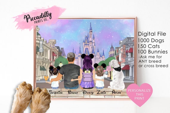 Custom Disney Family Portrait Personalised Print Magic | Etsy