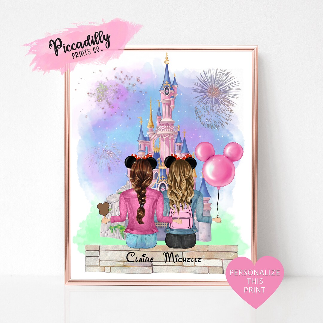 Best Friend Disney Gift, Personalised Magic World Family Portrait ...