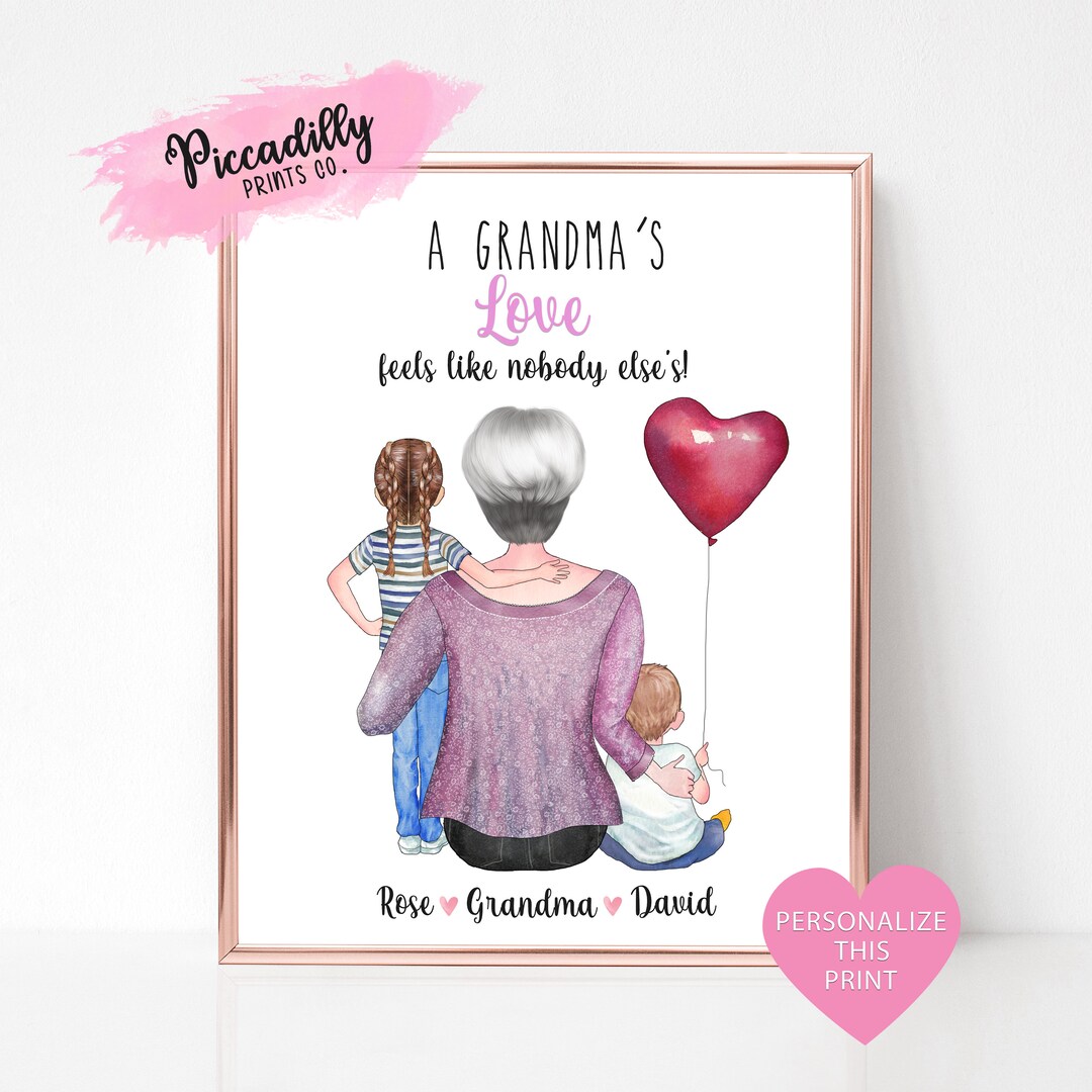 Personalized Grandmother Print - Custom Grandchildren and Grandma ...