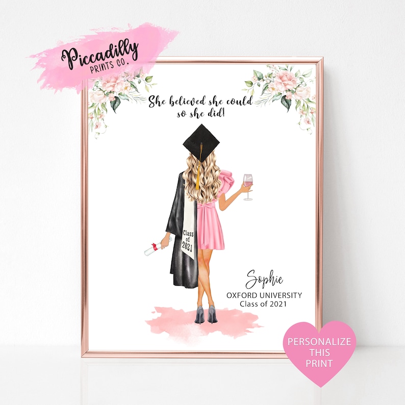 Personalised Graduation Print Custom Portrait Grad Gift - Etsy