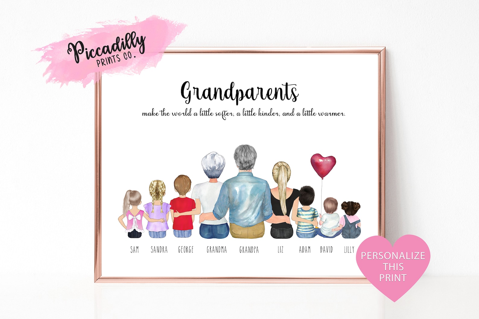 Personalized Grandparents Gift - Custom BIG FAMILY Portrait - Christmas ...