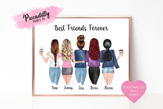 Personalised Best Friends Portrait Group of Friends | Etsy