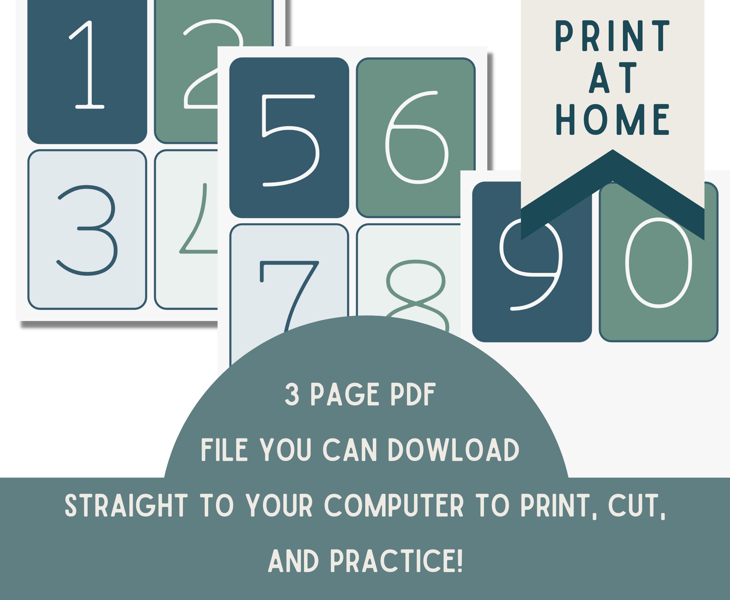 Printable Number Flashcards | Digital Download for Counting Numbers | 0 ...