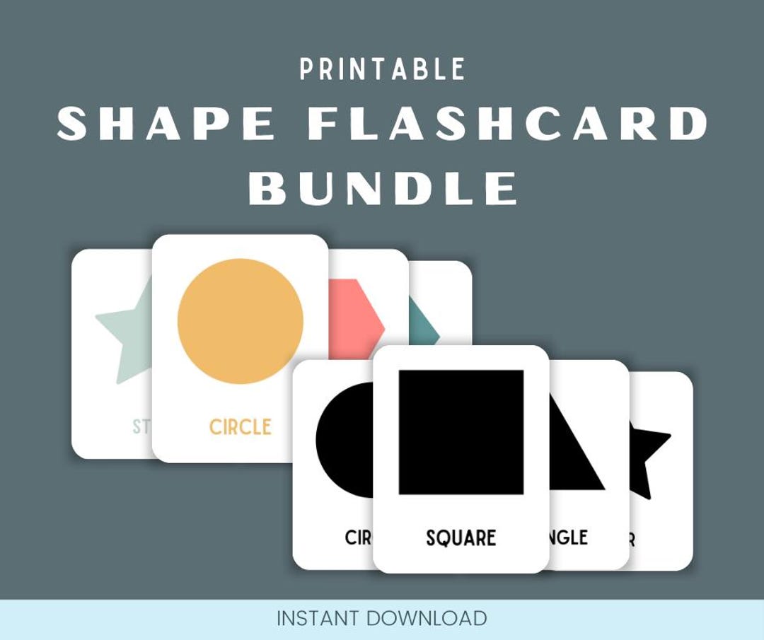 Shape Flashcards Printable Bundle | Color + Black & White Shapes ...