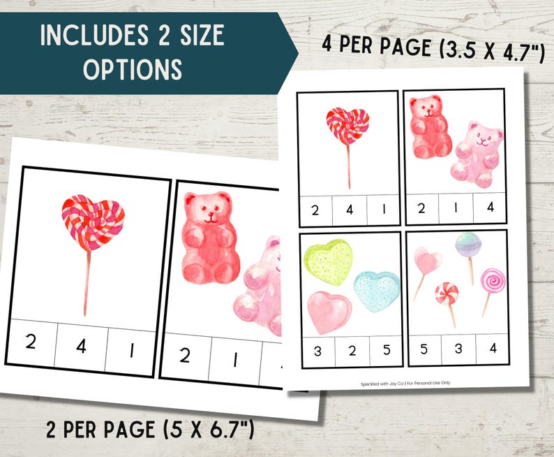 Valentine Count and Clip Cards 1-20, Preschool Math Activity Printable ...