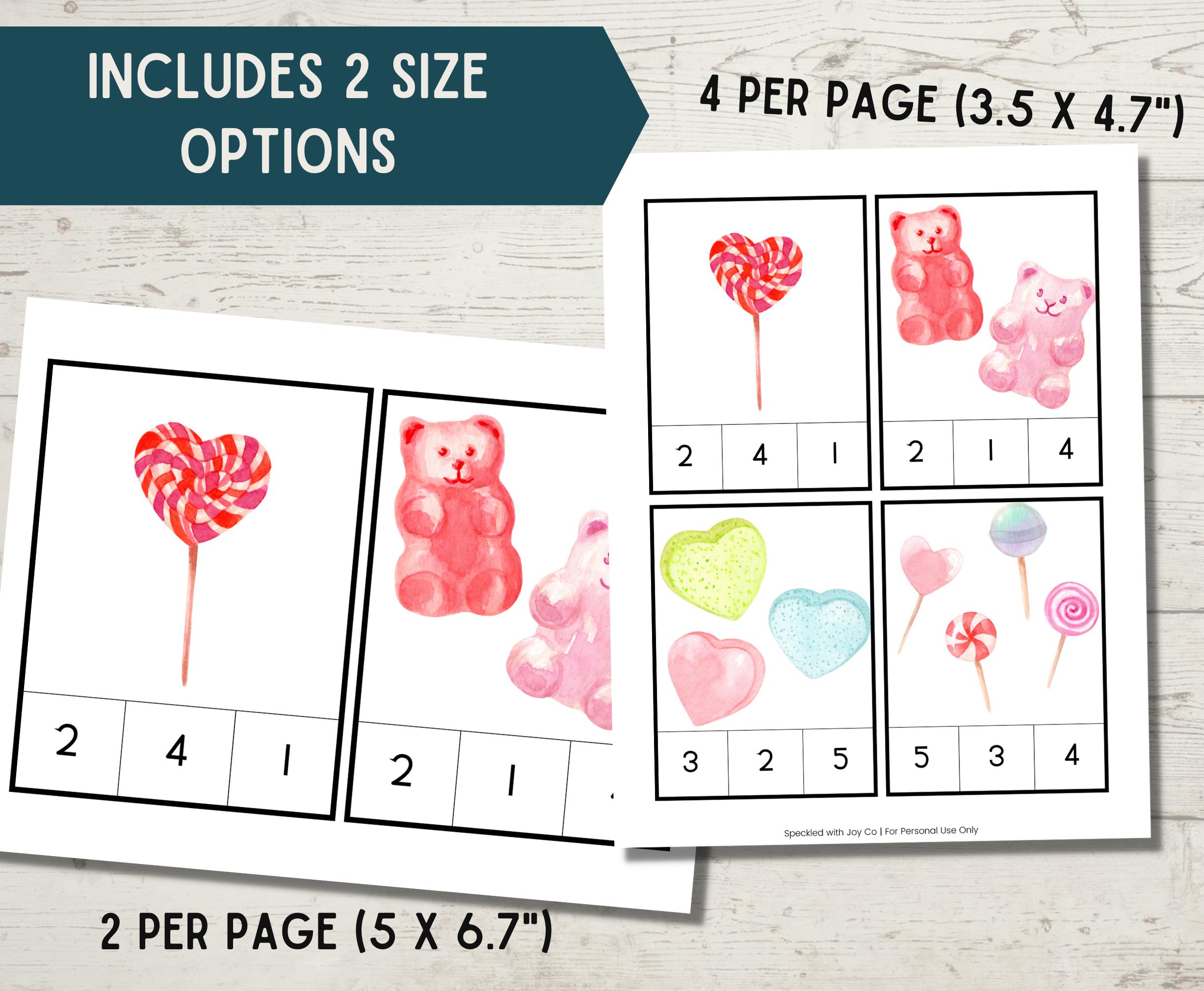 Valentine Count and Clip Cards 1-20, Preschool Math Activity Printable ...