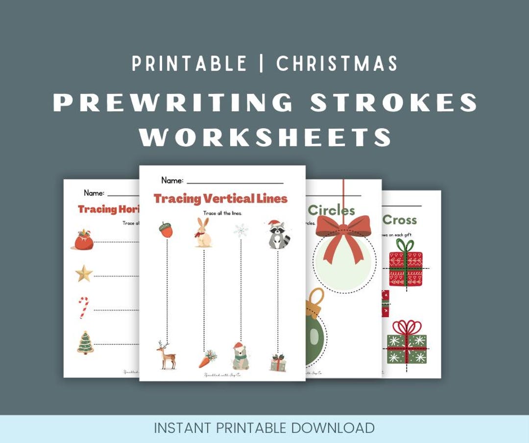 Christmas Prewriting Worksheets for Preschool | Holiday Tracing Pages ...