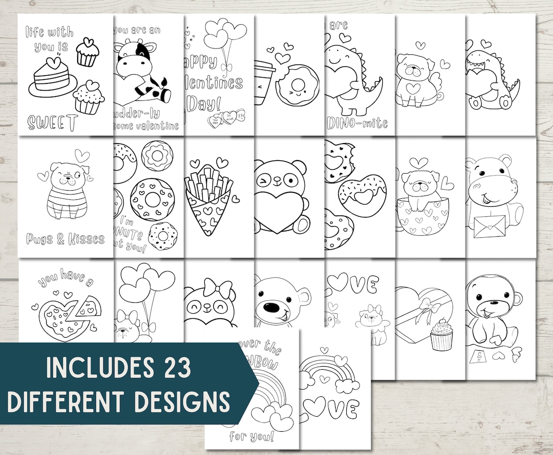 Valentines Day Coloring Page Bundle for Kids, Valentines Day Activity ...