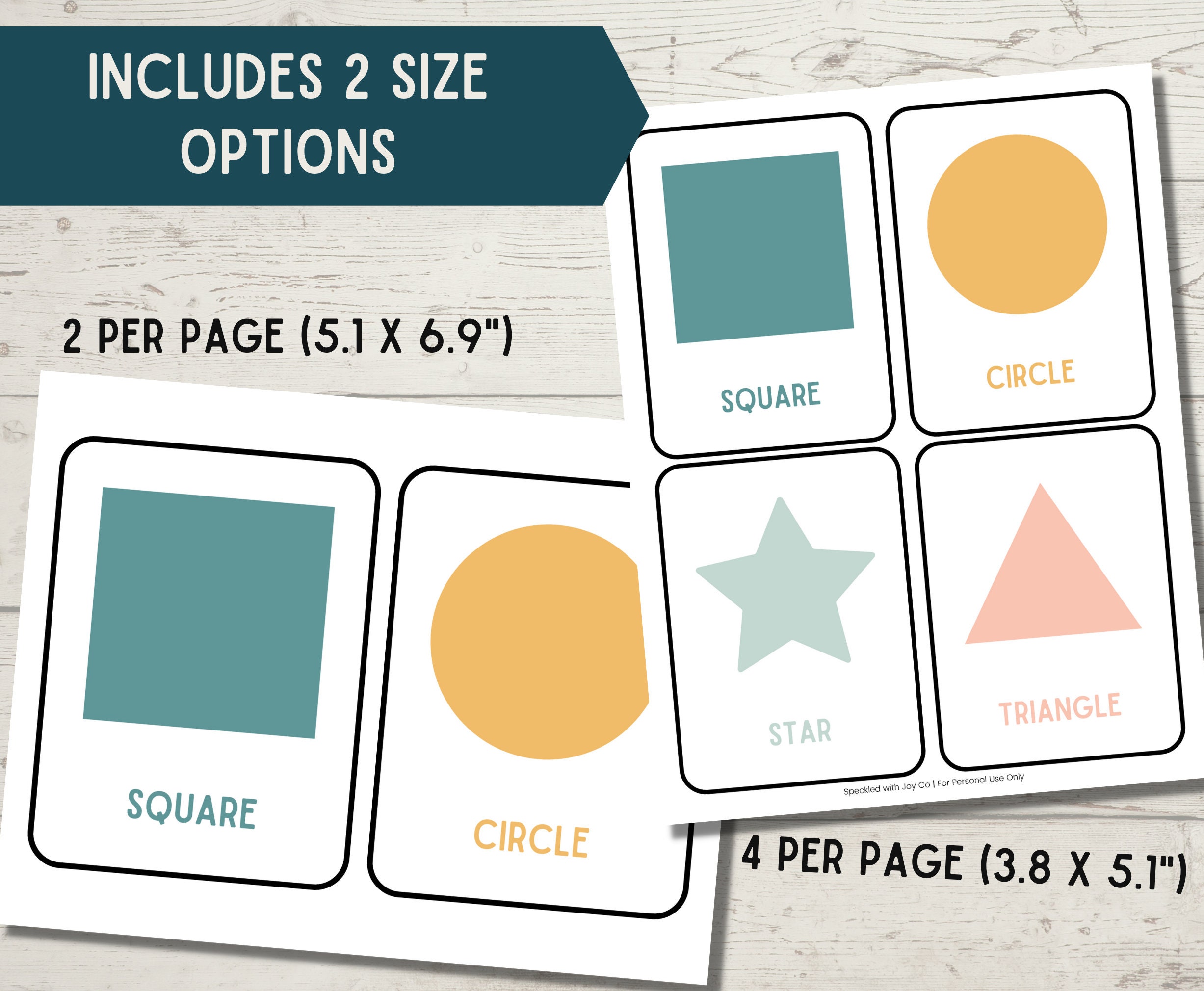 Modern Colorful Shape Flashcards for Toddlers & Preschoolers Montessori ...