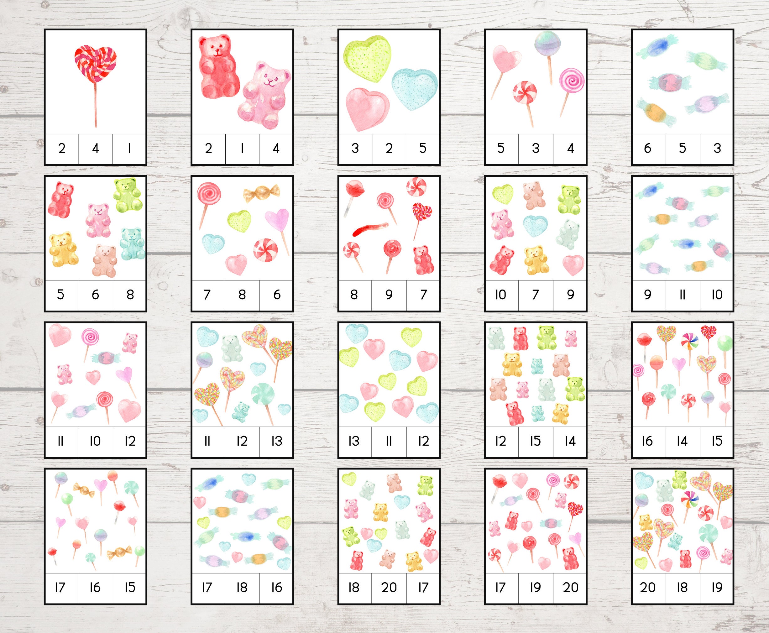 Valentine's Day Candy 1-20 Count and Clip | Preschool & Toddler ...