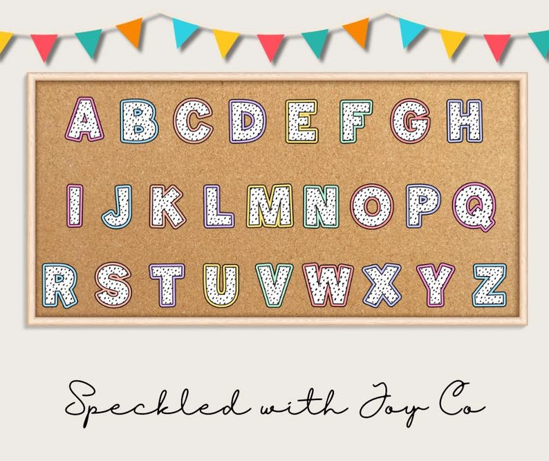 Printable Bulletin Board Letters Rainbow Dots | Classroom Decor Letters ...