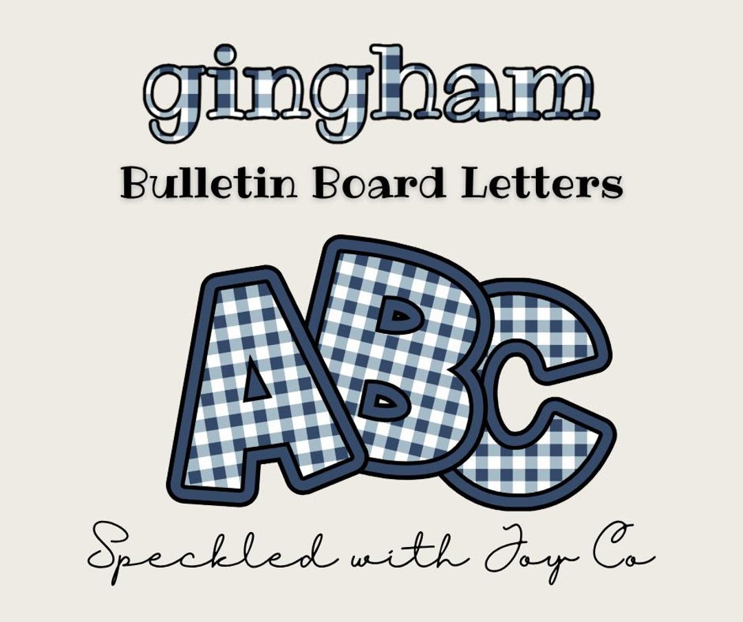 Printable Bulletin Board Letters Blue Gingham Print | Classroom Decor ...