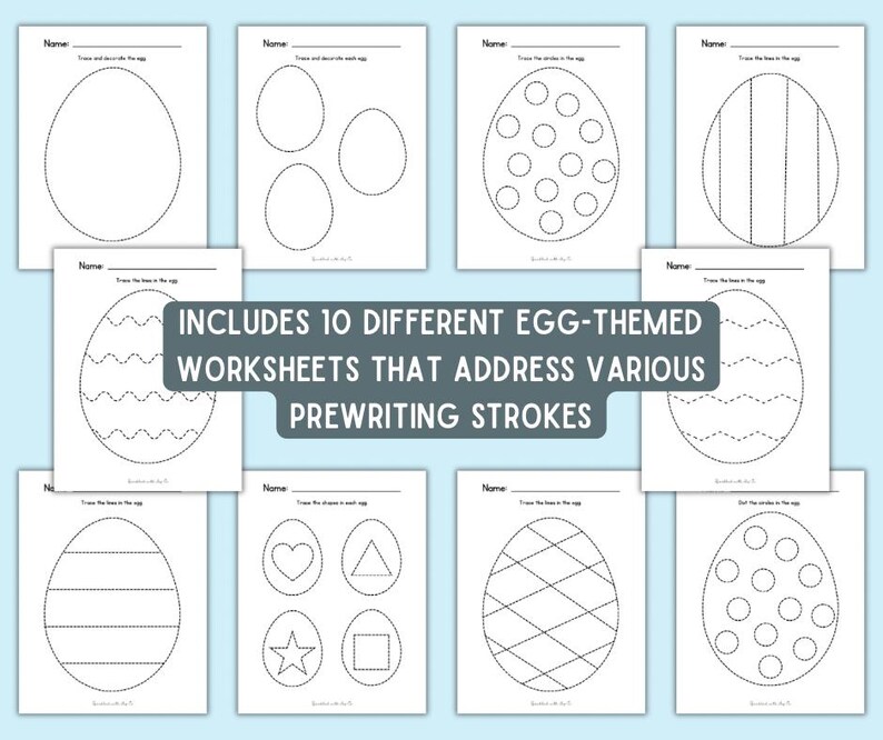 Easter Prewriting Worksheets for Preschoolers | Egg-themed Fine Motor ...