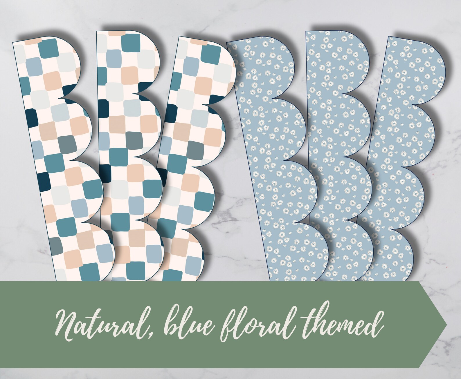 Printable Bulletin Board Borders | Natural Blue Floral Classroom Decor ...