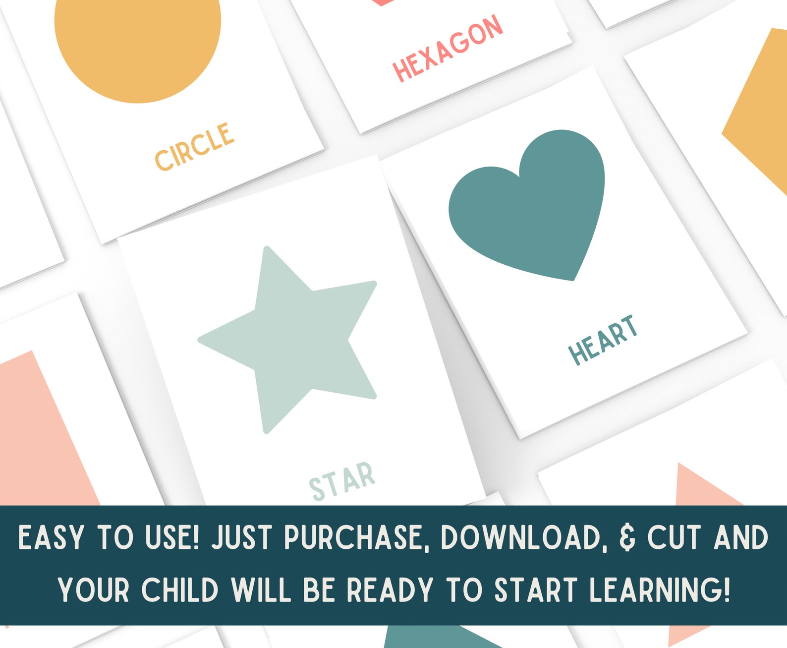 Modern Colorful Shape Flashcards for Toddlers & Preschoolers ...