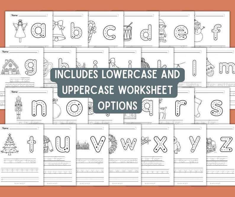 Christmas Alphabet Handwriting Worksheets | Uppercase & Lowercase ...
