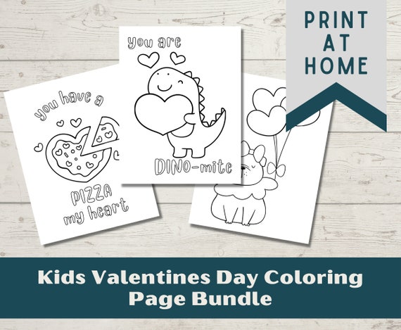 Valentines Day Coloring Page Bundle for Kids Valentines Day | Etsy