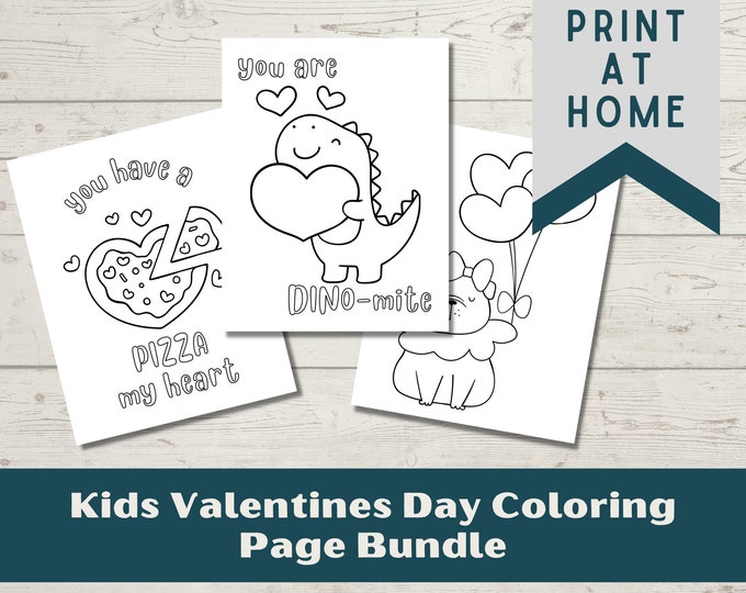 Valentines Day Coloring Page Bundle for Kids, Valentines Day Activity ...