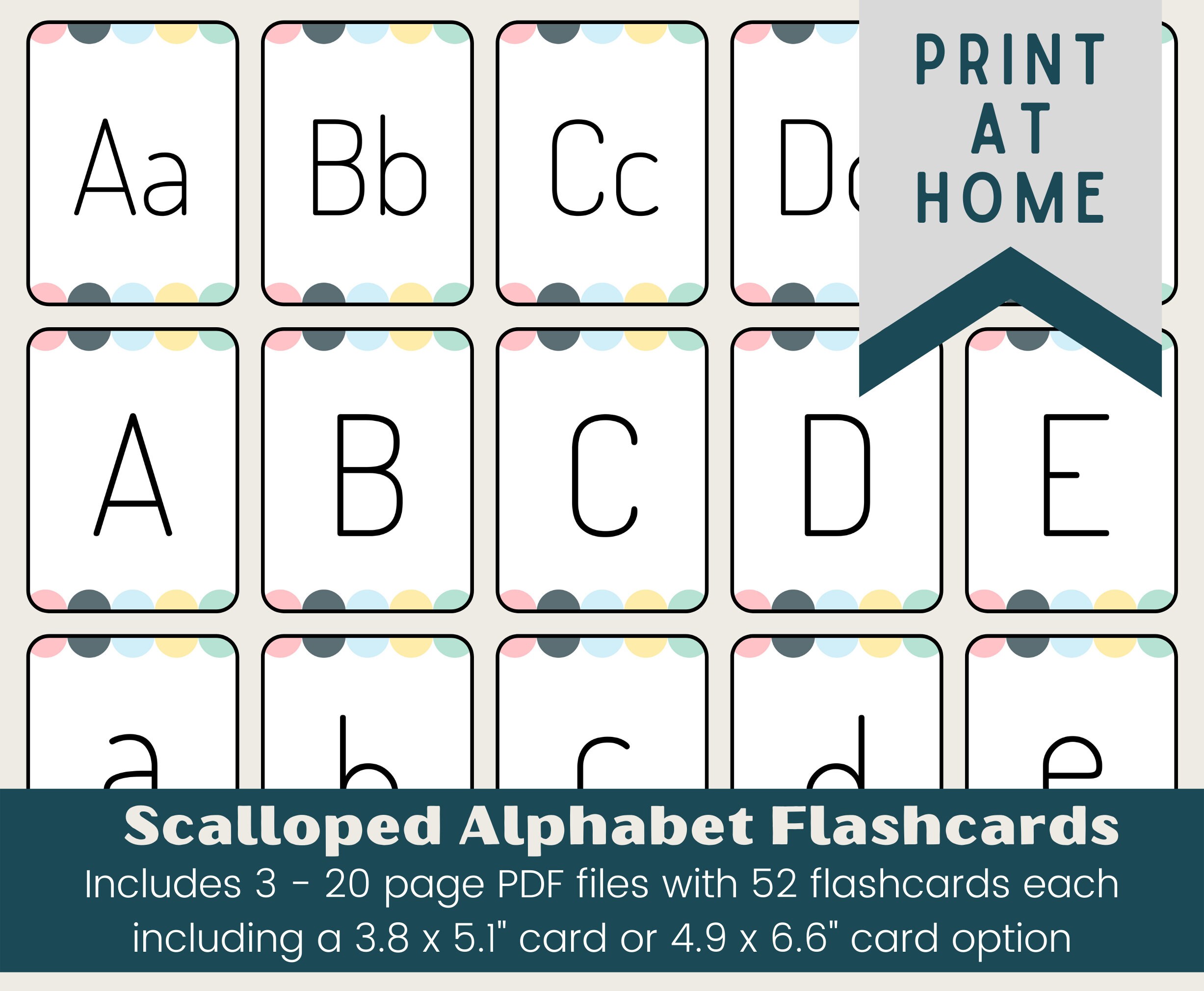 Scalloped Alphabet Flashcards for Toddlers & Preschoolers | Kids ABC ...