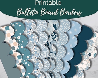 Printable Bulletin Board Borders | Natural Blue Floral Classroom Decor ...