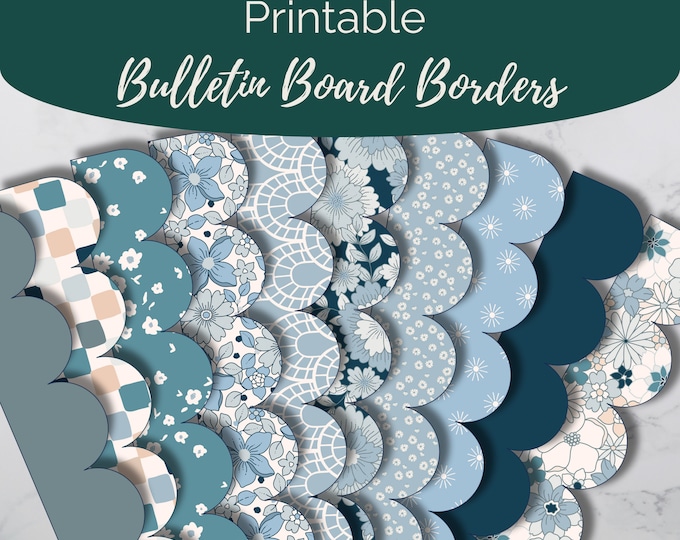 Printable Bulletin Board Borders | Natural Blue Floral Classroom Decor ...