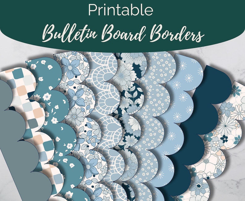 Printable Bulletin Board Borders | Natural Blue Floral Classroom Decor ...
