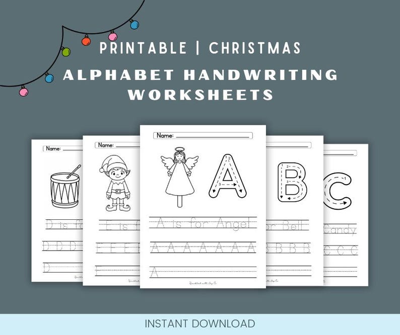 Christmas Alphabet Handwriting Worksheets | Uppercase & Lowercase ...